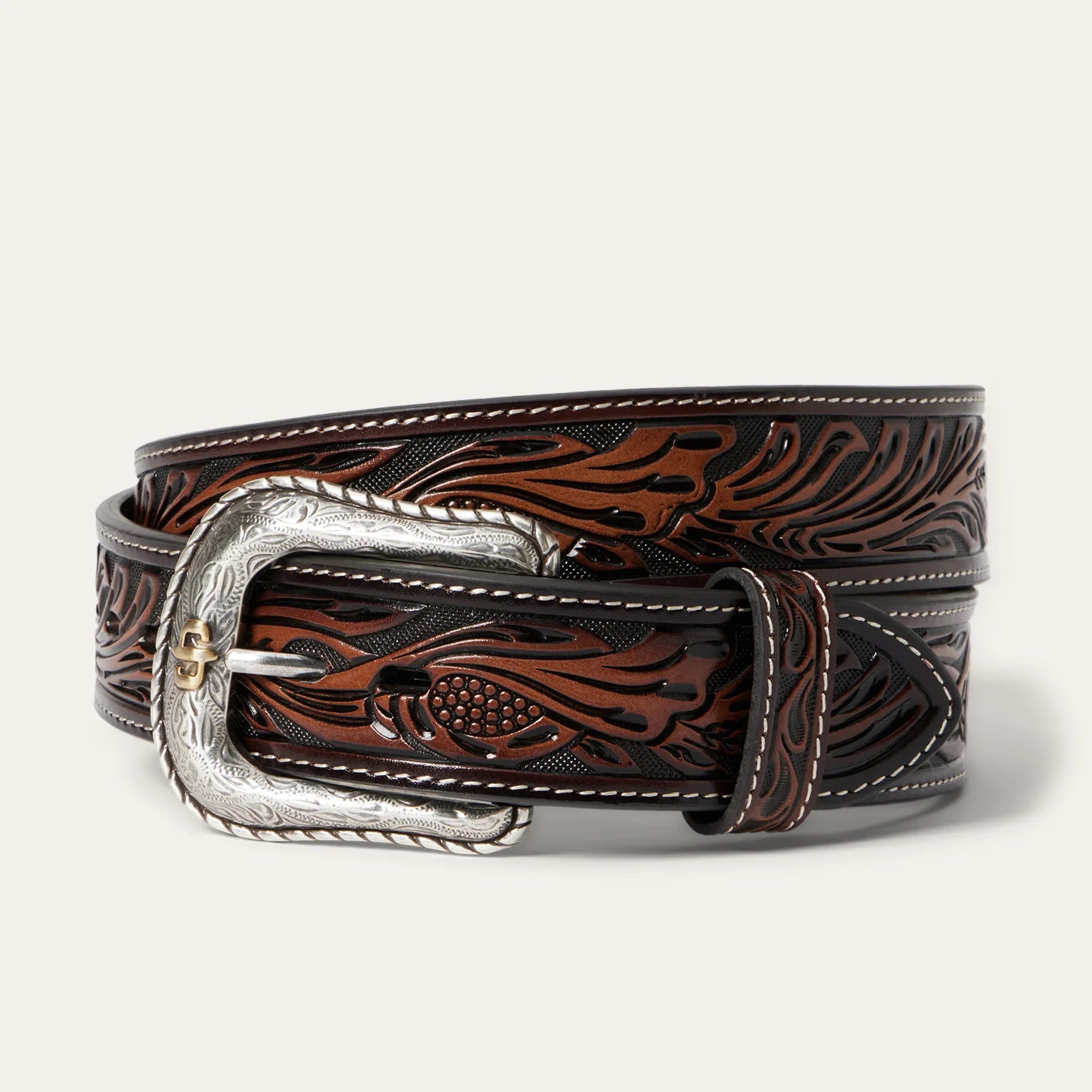 Dark Brown Tooled Belt – Adams Tack